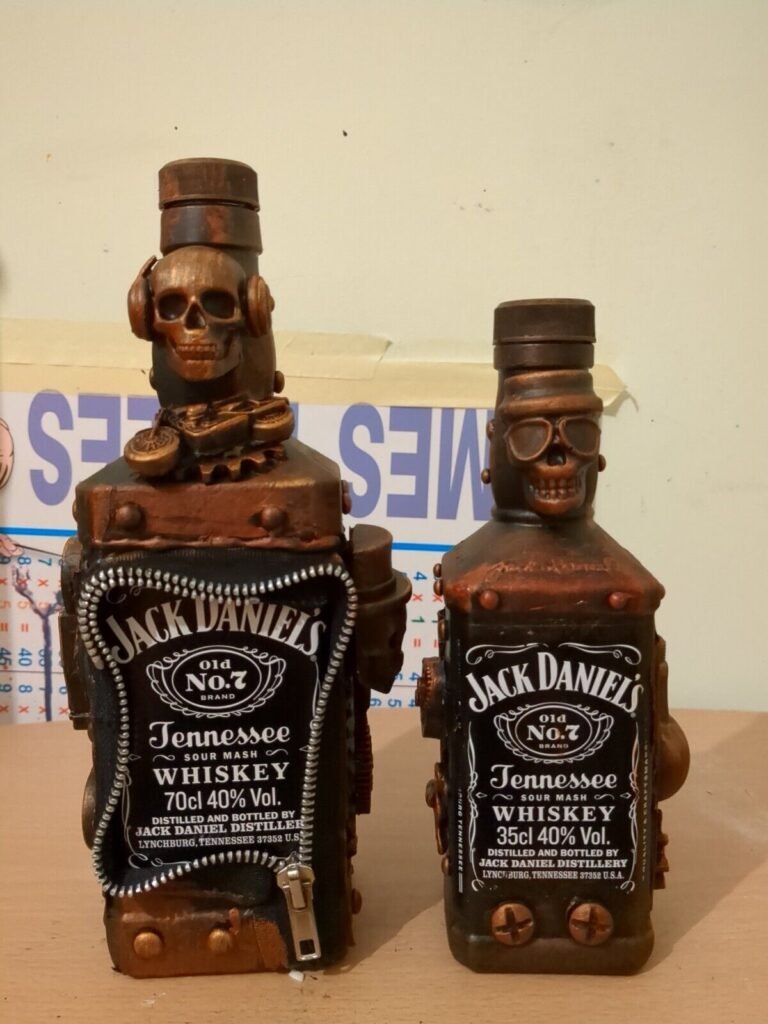 Jack Daniels bottle SET (Empty) BIKER SKULLS - SkullStores